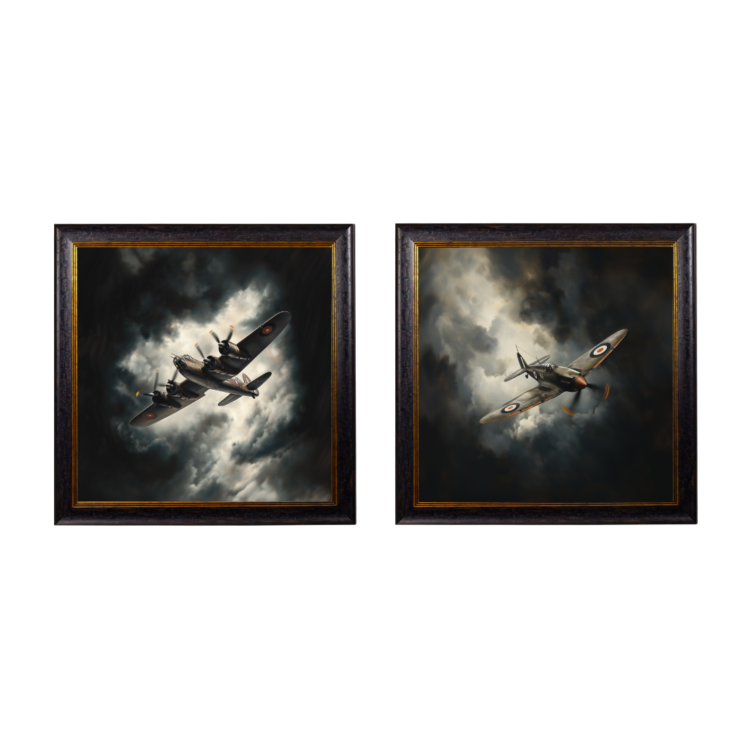 Buy Spitfire & Lancaster Framed Aviation Prints Set of 2 | Blythe Living
