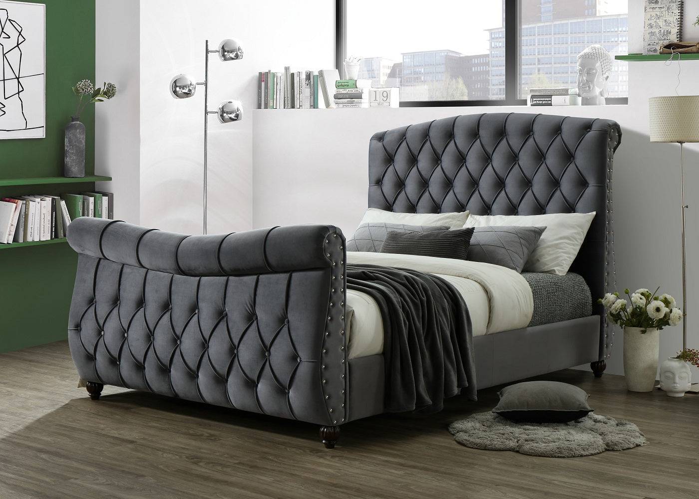 Best Quality Lachelle Dark Grey Bed Frame Modern Bed - Blythe Living