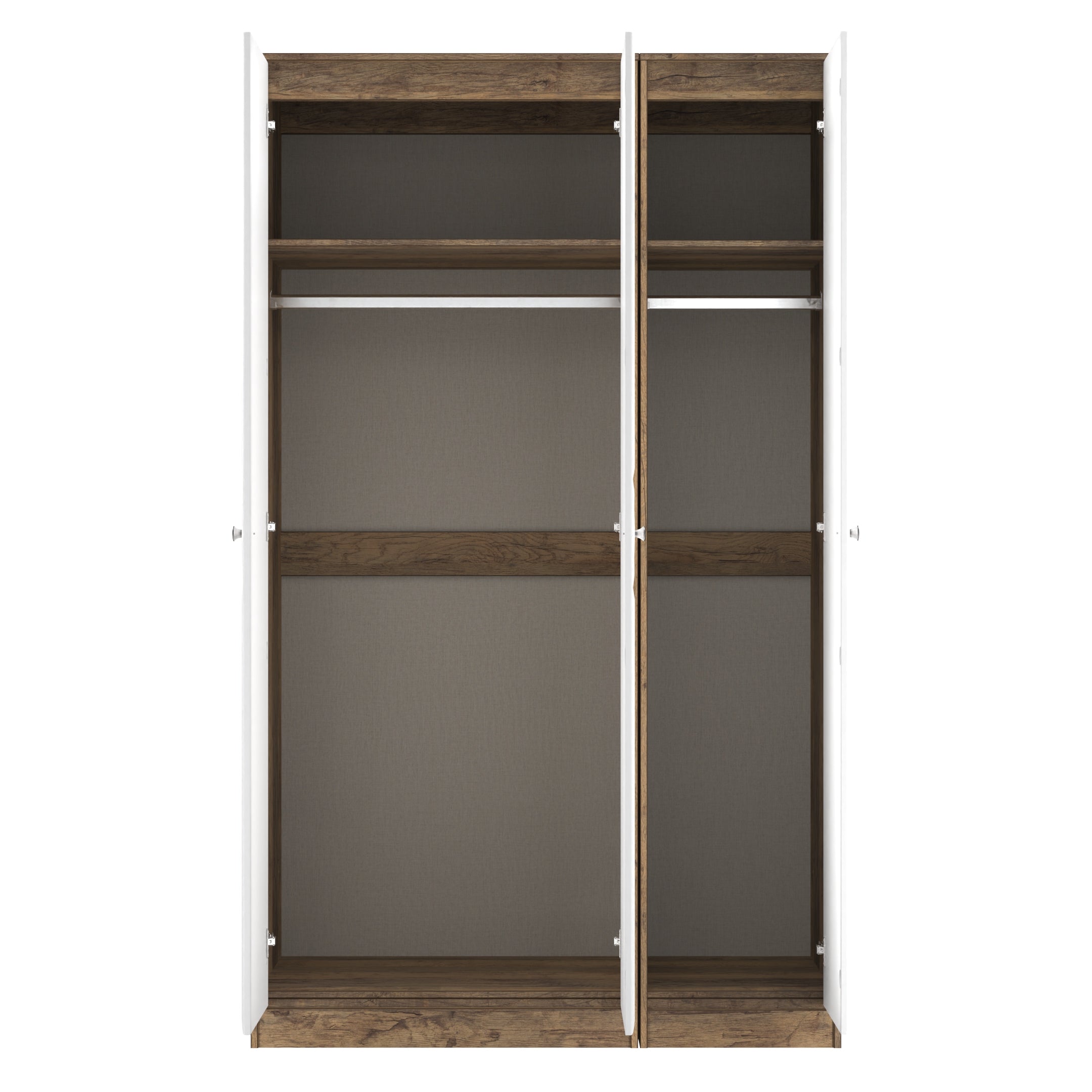 Buy Pixel 3 Door Wardrobe in White Matt and Vintage Oak Colour - Blythe ...