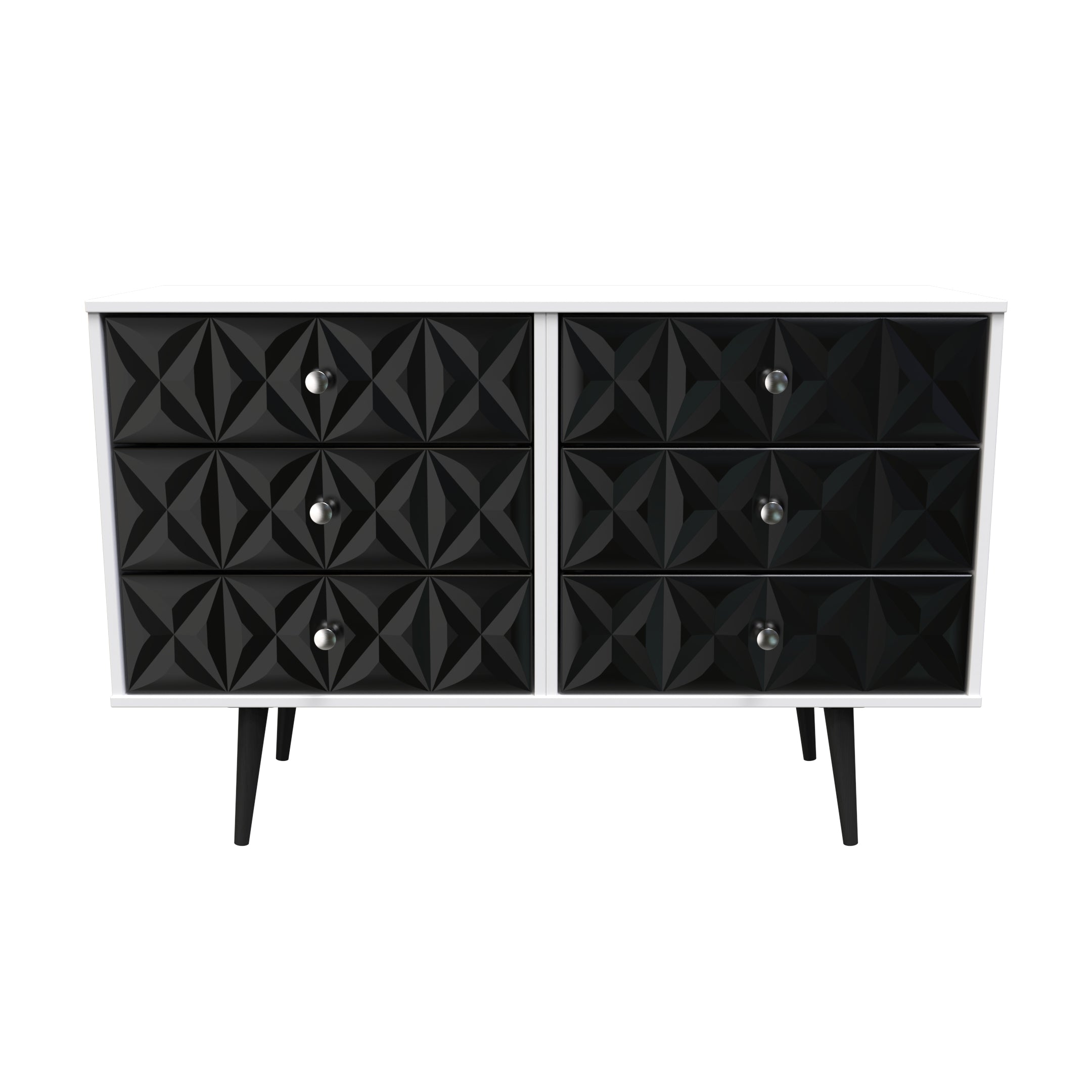 Buy Pixel 6 Drawer Midi Chest in Deep Black & White Matt - Blythe Living