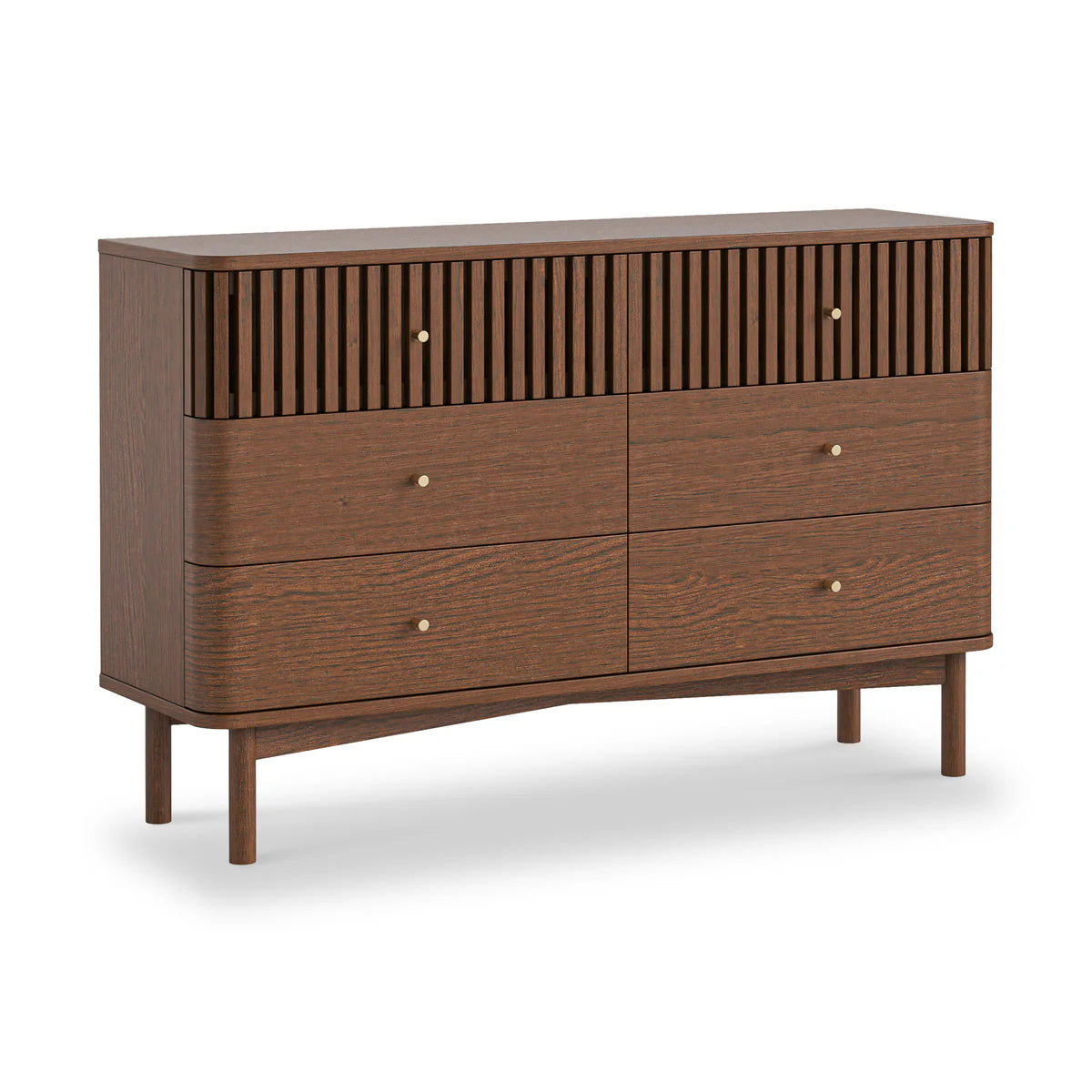 Soho Dark Oak Slatted 6 Drawer Chest
